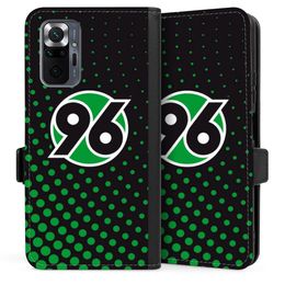 DeinDesign Xiaomi Redmi Note 10 Pro Handy Klapph&uuml;lle Handyh&uuml;lle aus Kunst Leder schwarz Flip Case Logo Hannover 96 Muster Sideflip mit langer Lasche
