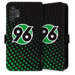 DeinDesign Galaxy A32 5G Handy Klapph&uuml;lle Handyh&uuml;lle aus Kunst Leder schwarz Flip Case Hannover 96 Muster Logo Sideflip mit langer Lasche