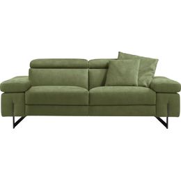 2,5-Sitzer Egoitaliano "Candice, elegant und edel, hochwertiges Designsofa, bequem", gr&uuml;n (kiwi), B:222cm H:100cm T:108cm, Sofas, Kopfteile manuell verstellbar, titanumfarbene Kufenf&uuml;&szlig;e