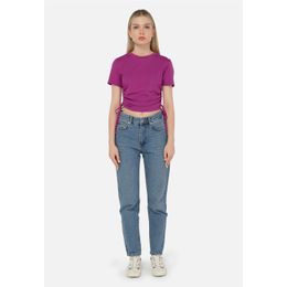 T-Shirt FRESHLIONS "Emily", Damen, Gr. M, lila (fuchsia), 95% Baumwolle, 5% Elasthan, unifarben, normal, Rundhals, Shirts T-Shirt, mit praktischen Bindeb&auml;ndern