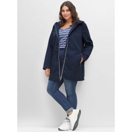 Outdoorjacke sheego, Damen, Gr. 42, blau (nachtblau), 65% Polyester, 35% Baumwolle, unifarben, Jacken Outdoorjacke