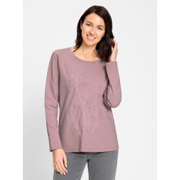 Langarmshirt Inspirationen "Shirt", Damen, Gr. 44, lila (hortensie), 100% Baumwolle, unifarben, Rundhals, Shirts Langarmshirt