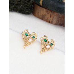Pierres de Jade Vergold. Ohrstecker mit Perlen und Edelsteinen - 77% | Schmuck