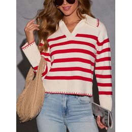LA Angels Pullover in Creme/ Rot - 60% | Gr&ouml;&szlig;e S | Damen-pullover-cardigans