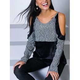 LA Angels Bluse in Grau/ Schwarz - 53% | Gr&ouml;&szlig;e XL | Damen-blusen