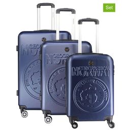 Geographical Norway 3tlg. Hardcase-Trolleyset "Stanislaseo" in Dunkelblau - 77% | Damen-koffer-reisegepaeck