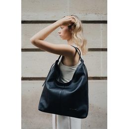 maison h&eacute;ritage PARIS Leder-Schultertasche "Tejo" in Schwarz - (B)40 x (H)41 cm - 70% | Damen-taschen