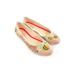 Goby Leder-Ballerinas in Beige/ Bunt - 79% | Gr&ouml;&szlig;e 39 | Damen-ballerinas