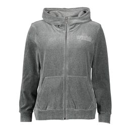 Puma Sweatjacke "Essentials Plus Velour" in Grau - 65% | Gr&ouml;&szlig;e M | Damen-sweatshirts-jacken