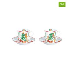 Easy Life 2er-Set: Tassen ''Christmas Gang'' in Wei&szlig;/ Gr&uuml;n - 75 ml - 10% | Gedeckter-tisch