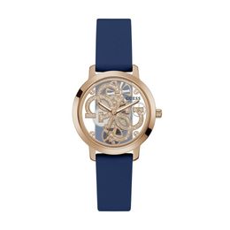 Guess Analoguhr 'QUATTRO CLEAR ' Damen Gr&ouml;&szlig;e One Size blau / gold