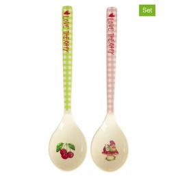 Rice 2er-Set: Teel&ouml;ffel in Gr&uuml;n/ Rosa - (L)14,5 cm - 58% | Gedeckter-tisch