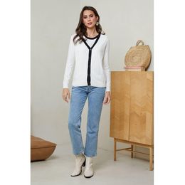 Soft Cashmere Cardigan in Wei&szlig;/ Schwarz - 73% | Gr&ouml;&szlig;e 38/40 | Damen-pullover-cardigans
