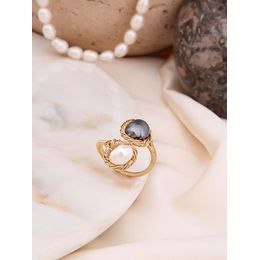 Pierres de Jade Vergold. Ring mit Perle und Perlmutt - 73% | Schmuck