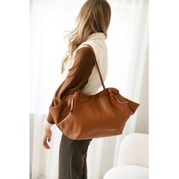 Lia Biassoni Leder-Shopper in Hellbraun - (B)60 x (H)33 x (T)15 cm - 71% | Damen-taschen