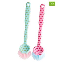 Rice 2er-Set: Sp&uuml;lb&uuml;rsten in T&uuml;rkis/ Rosa - (H)24 cm - 49% | Putzutensilien