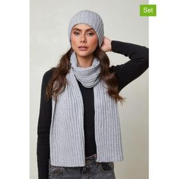 Soft Cashmere 2tlg. Set: M&uuml;tze und Schal in Grau - 60% | Damen-muetzen-caps
