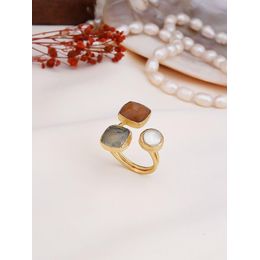 Pierres de Jade Vergold. Ring mit Perle und Edelsteinen - 81% | Schmuck
