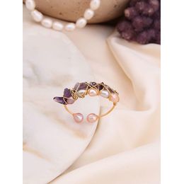 Pierres de Jade Vergold. Ring mit Perlen und Edelsteinen - 73% | Schmuck