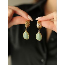 Pierres de Jade Vergold. Ohrstecker mit Edelsteinen - 79% | Schmuck