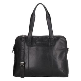 HIDE & STITCHES Leder-Schultertasche "Porto" in Schwarz - (B)36 x (H)28 x (T)12 cm - 58% | Damen-taschen