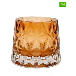 SiL Interiors 2er-Set: Kerzenst&auml;nder in Orange/ Rosa - (H)10,5 cm - 50% | Kerzen-vasen