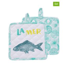 Overbeck and Friends 2er-Set: Topflappen "La Mer" in T&uuml;rkis - (L)20 x (B)20 cm - 31% |