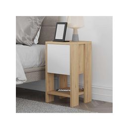 Scandinavia Concept Nachttisch "Ema" in Wei&szlig;/ Beige - (B)30 x (H)55 x (T)27 cm - 70% | Tische