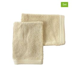 Soft by Perle de Coton 2er-Set: Waschhandschuhe ''Epo'' in Creme - 74% | Gr&ouml;&szlig;e 16x21 cm | Badtextilien