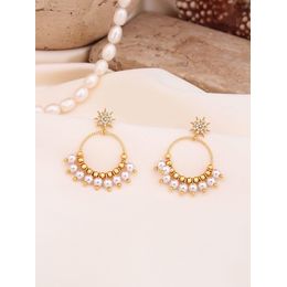 Pierres de Jade Vergold. Ohrstecker mit Perlen und Edelsteinen - 52% | Schmuck