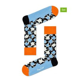 Happy Socks 2er-Set: Socken "Andy Warhol Flower" in Hellblau/ Bunt - 21% | Gr&ouml;&szlig;e 41-46 | Damen-socken-strumpfhosen