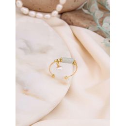 Pierres de Jade Vergold. Ring mit Perle und Edelstein - 69% | Schmuck