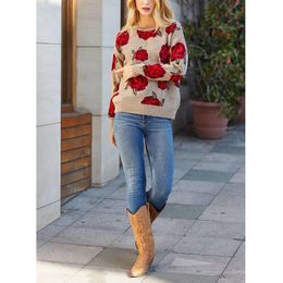 LA Angels Pullover in Beige/Rot - 61% | Gr&ouml;&szlig;e XL | Damen-pullover-cardigans