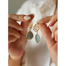Pierres de Jade Vergold. Ohrstecker mit Edelsteinen - 91% | Schmuck