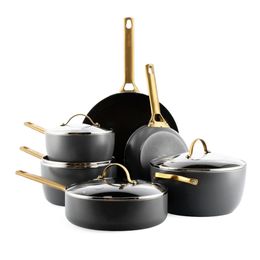 Greenpan Kochtopfset Padova Reserve, Schwarz, Gold, Metall, Glas, 6-teilig, 0 L, rund, PFAS-frei, Kochen, T&ouml;pfe, Topfsets