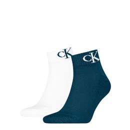 Calvin Klein Jeans Herren Kurzsocken &raquo;CKJ MEN QUARTER MONOGRAM&laquo; 2 Paar, 2 Paar tlg. mit dezenter Logostickerei, komfortable Frotteesohle blau 39-42