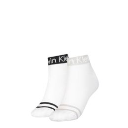 Calvin Klein Jeans Damen Kurzsocken &raquo;CK WOMEN QUARTER 2P LOGO WELT&laquo; 2 Paar, Coolmax-Garn, Einheitsgr&ouml;&szlig;e passend von 37-41 wei&szlig; Einheitsgr&ouml;&szlig;e