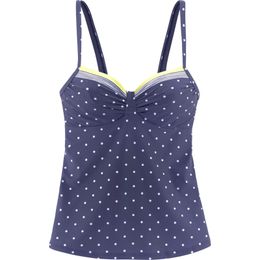 Lascana Damen B&uuml;gel-Tankini-Top blau-gelb-bedruckt Gr&ouml;&szlig;e 36B