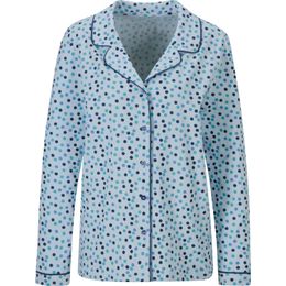 w&auml;schepur Damen Pyjama aus Flanell hellblau-ozean-getupft Gr&ouml;&szlig;e 36/38