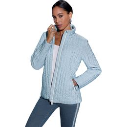 CR&Eacute;ATION L Damen Jacke mit Zipper-Garage hellblau-ecru Gr&ouml;&szlig;e 48