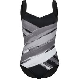 feel good Damen Badeanzug mit effektvollem Dessin schwarz-anthrazit Gr&ouml;&szlig;e 38B