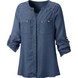 CR&Eacute;ATION L Damen Langarm-Bluse aus Lyocell blue-bleached Gr&ouml;&szlig;e 36