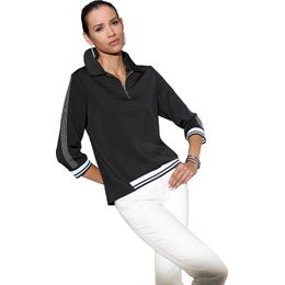 CR&Eacute;ATION L Damen Langarm-Poloshirt mit Modal (TENCEL) schwarz Gr&ouml;&szlig;e 38