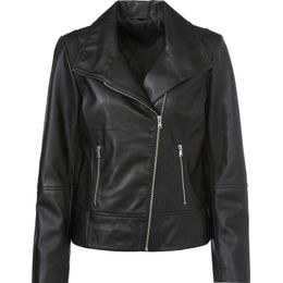 Heine Damen Lederjacke mit asymmetrischem Zipper schwarz Gr&ouml;&szlig;e 36