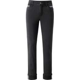 CR&Eacute;ATION L Damen Gerade Jeans mit Ziersteinchen black denim Gr&ouml;&szlig;e 40