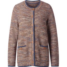CR&Eacute;ATION L Damen Strickjacke in effektvoller Strickstruktur cognac-bleu-meliert Gr&ouml;&szlig;e 40