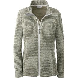 CR&Eacute;ATION L Damen Strickfleecejacke mit Nahttaschen schilf-meliert Gr&ouml;&szlig;e 40