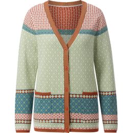 CR&Eacute;ATION L Damen Strickjacke in Cardigan-Form eucalyptus-rot-gemustert Gr&ouml;&szlig;e 40