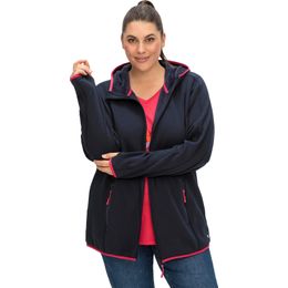 sheego Damen Funktionsjacke aus Fleece, temperaturausgleichend tiefblau Gr&ouml;&szlig;e 56/58