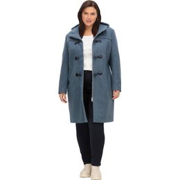 sheego Damen Dufflecoat mit Knebelkn&ouml;pfen taubenblau Gr&ouml;&szlig;e 54
